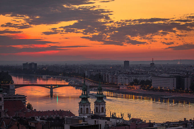 Budapest at sunset and sunrise